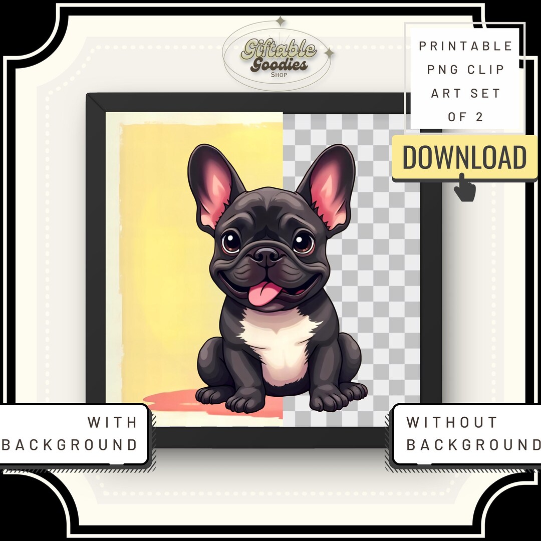 Cute Frenchie Clipart Set Instant Digital Download — French Bulldog PNG ...