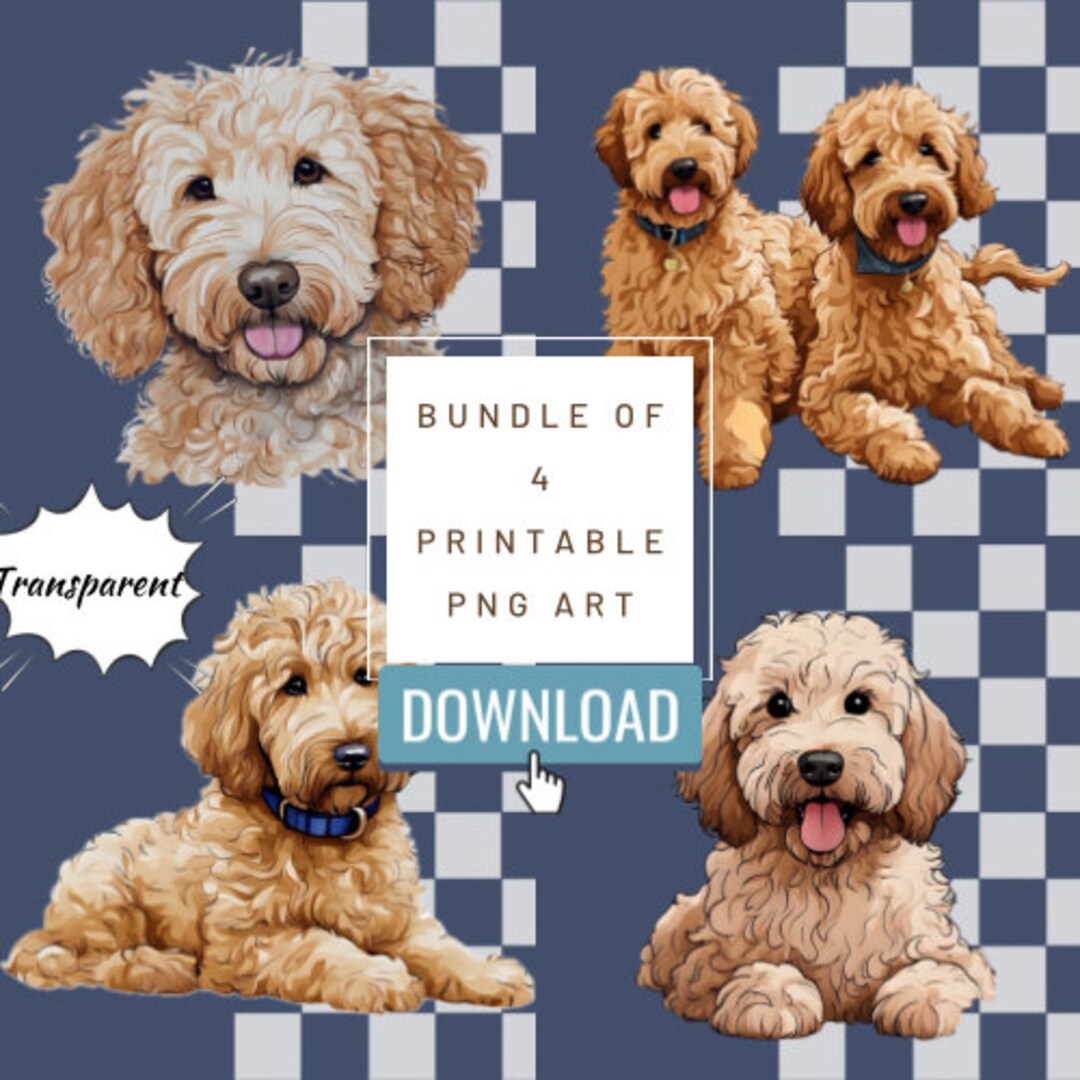 Goldendoodle Downloadable Transparent Print Set, Goldendoodle PNG ...
