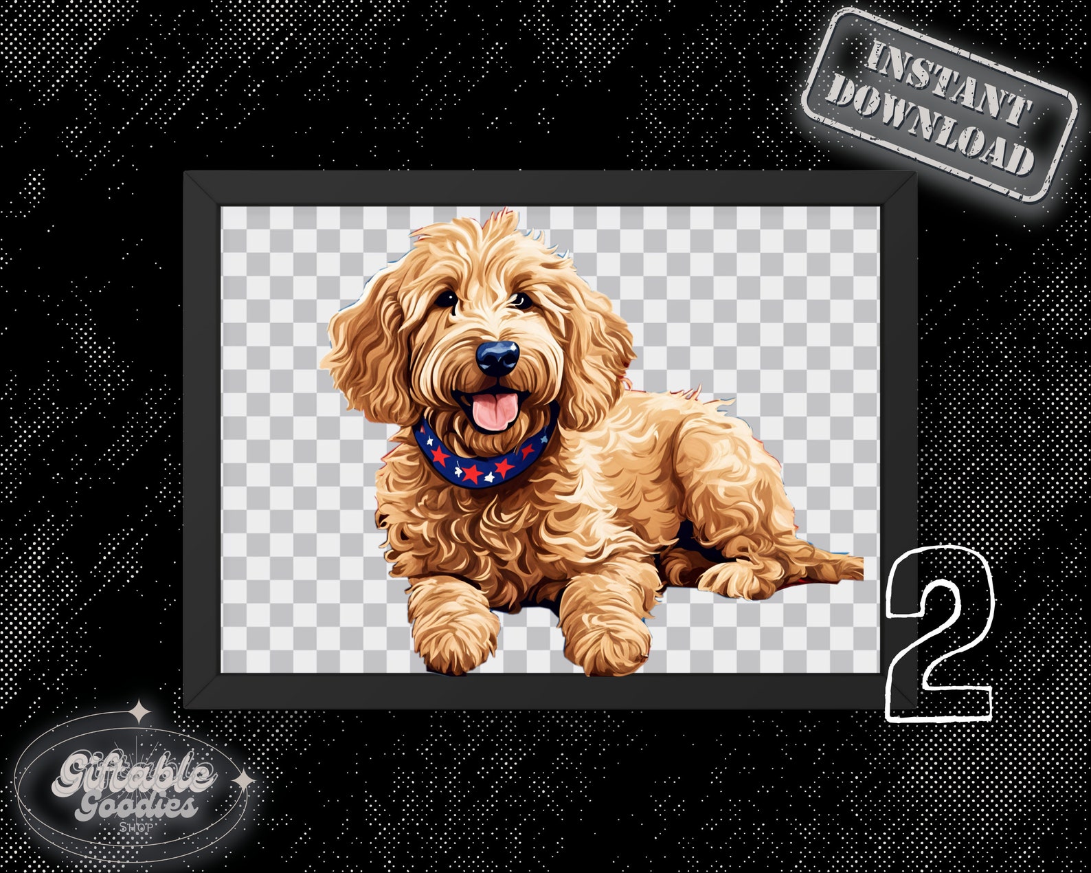 Goldendoodle Dog USA PNG Clip Art Bundle, Funny Dog Printable, Cute ...
