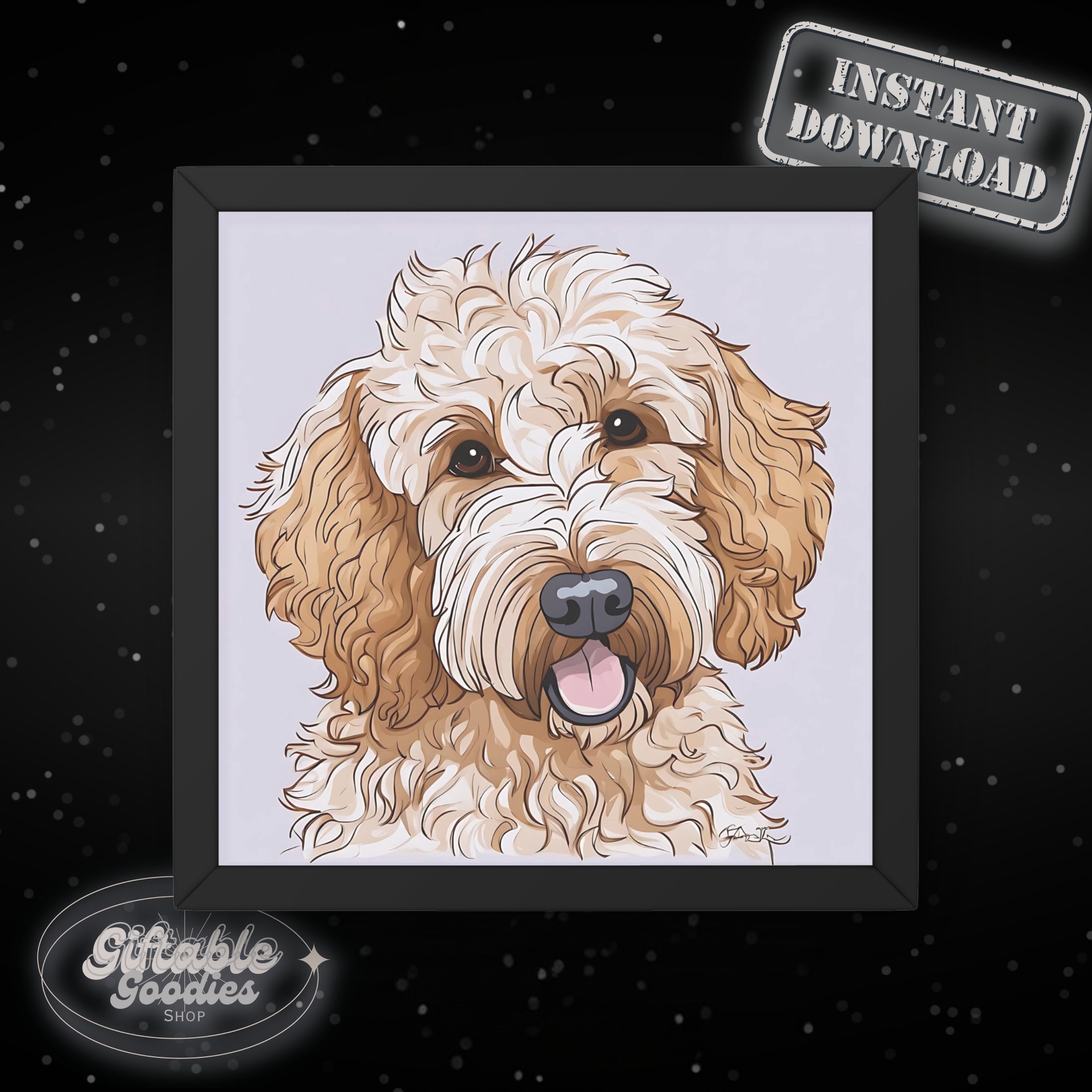 Goldendoodle Dog PNG Clip Art Bundle, Funny Dog Printable, Cute Golden ...
