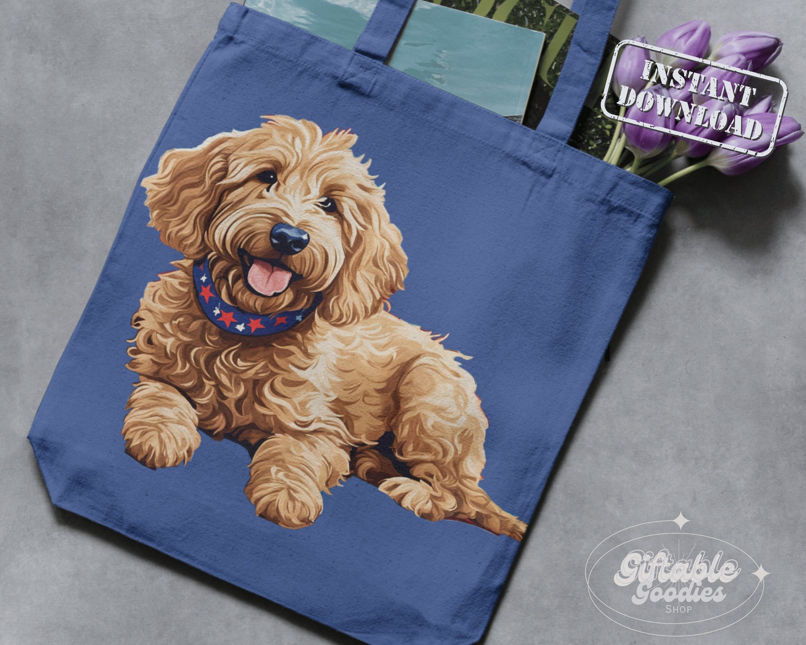 Goldendoodle Dog USA PNG Clip Art Bundle, Funny Dog Printable, Cute ...
