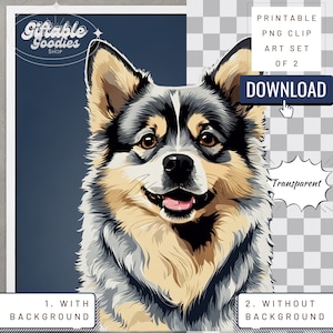 Pomsky PNG Dogs Clip Art Downloadable Set of 2, DIY Project Transparent ...