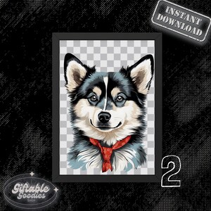 Pomsky PNG Dogs Clip Art Downloadable Set of 2, DIY Project Transparent ...