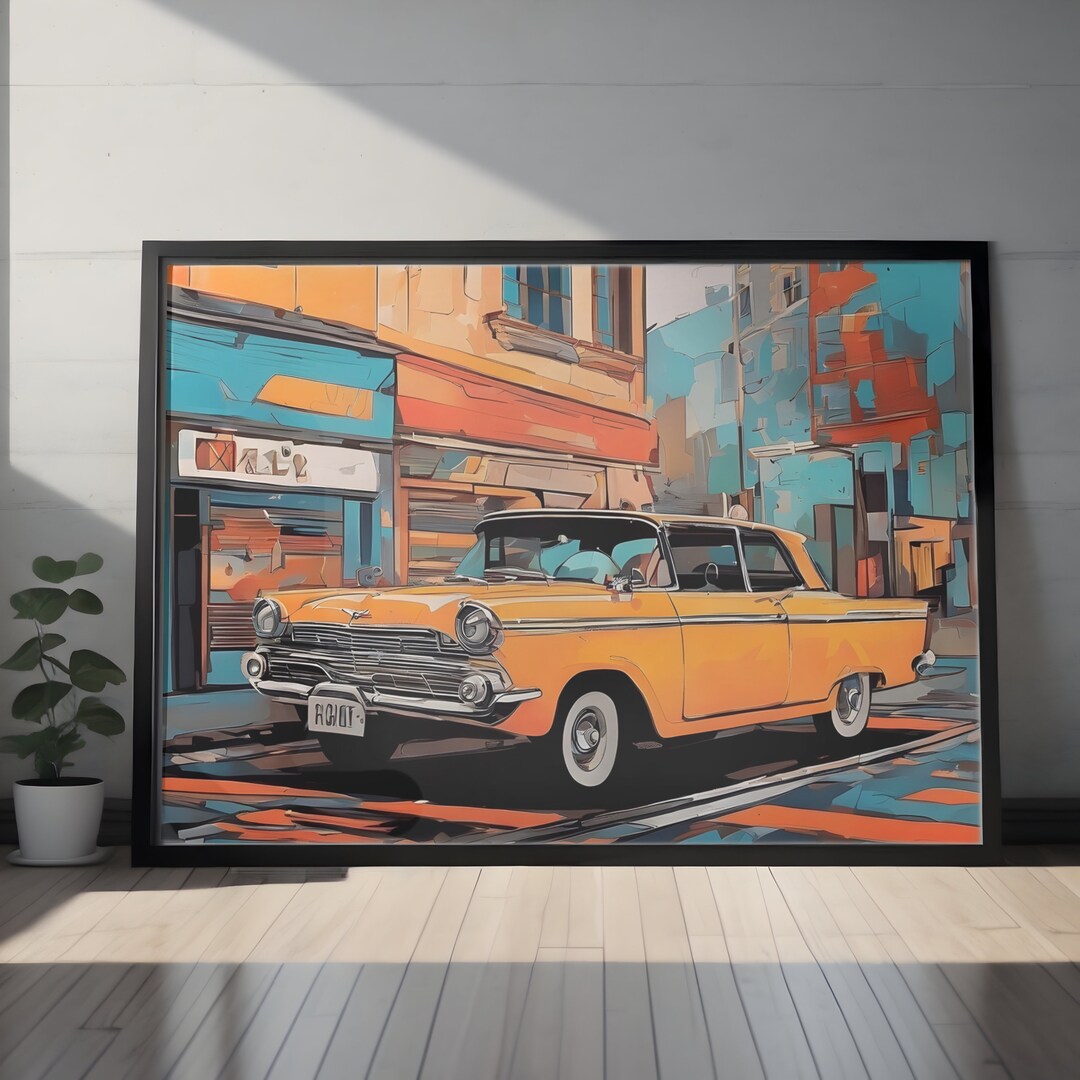Classic Car Wall Art Man Gift for Car Lovers ~ Fathers Day Gift Vintage ...