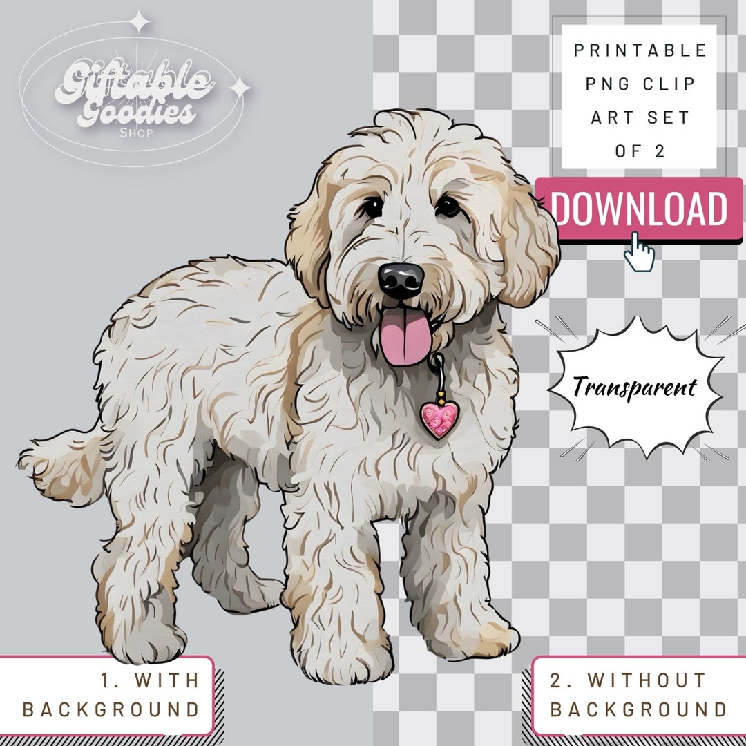 Goldendoodle Dog PNG Clip Art Bundle, Funny Dog Printable, Cute Golden ...