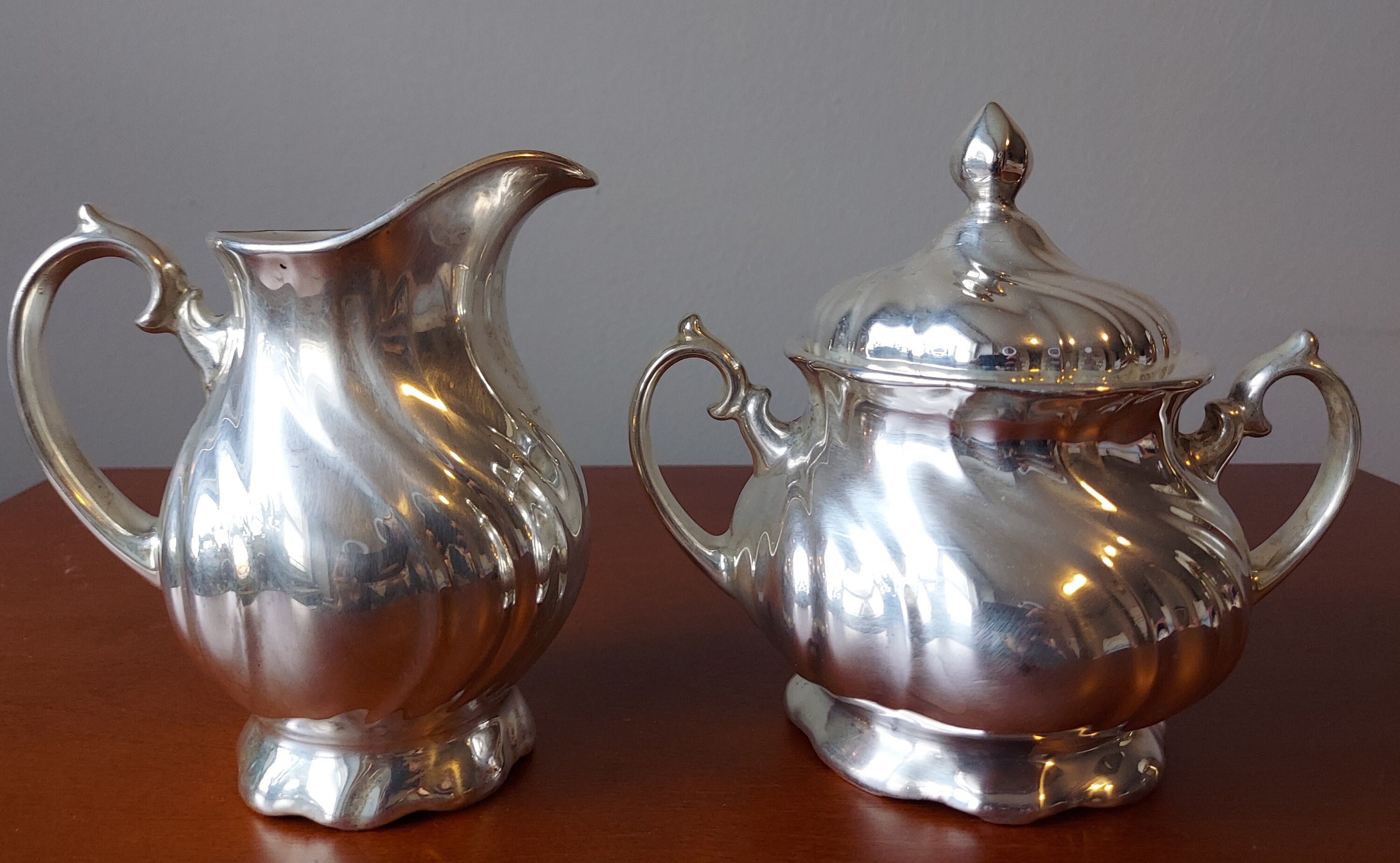 Vintage Thomas Germany Silver on Porcelain Coffee Tea Sugar Creamer Set ...