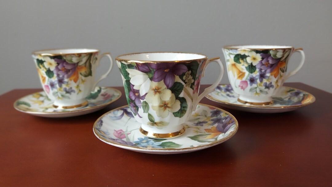 Set of 3 Vintage Duchess Fine Bone China Tea Cups With Saucers - Etsy