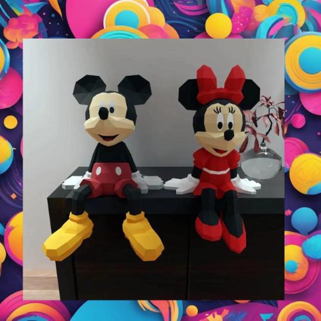 Minnie Mouse Papercraft Cutouts DIY Gamer Decoration Retro Cartoon ...