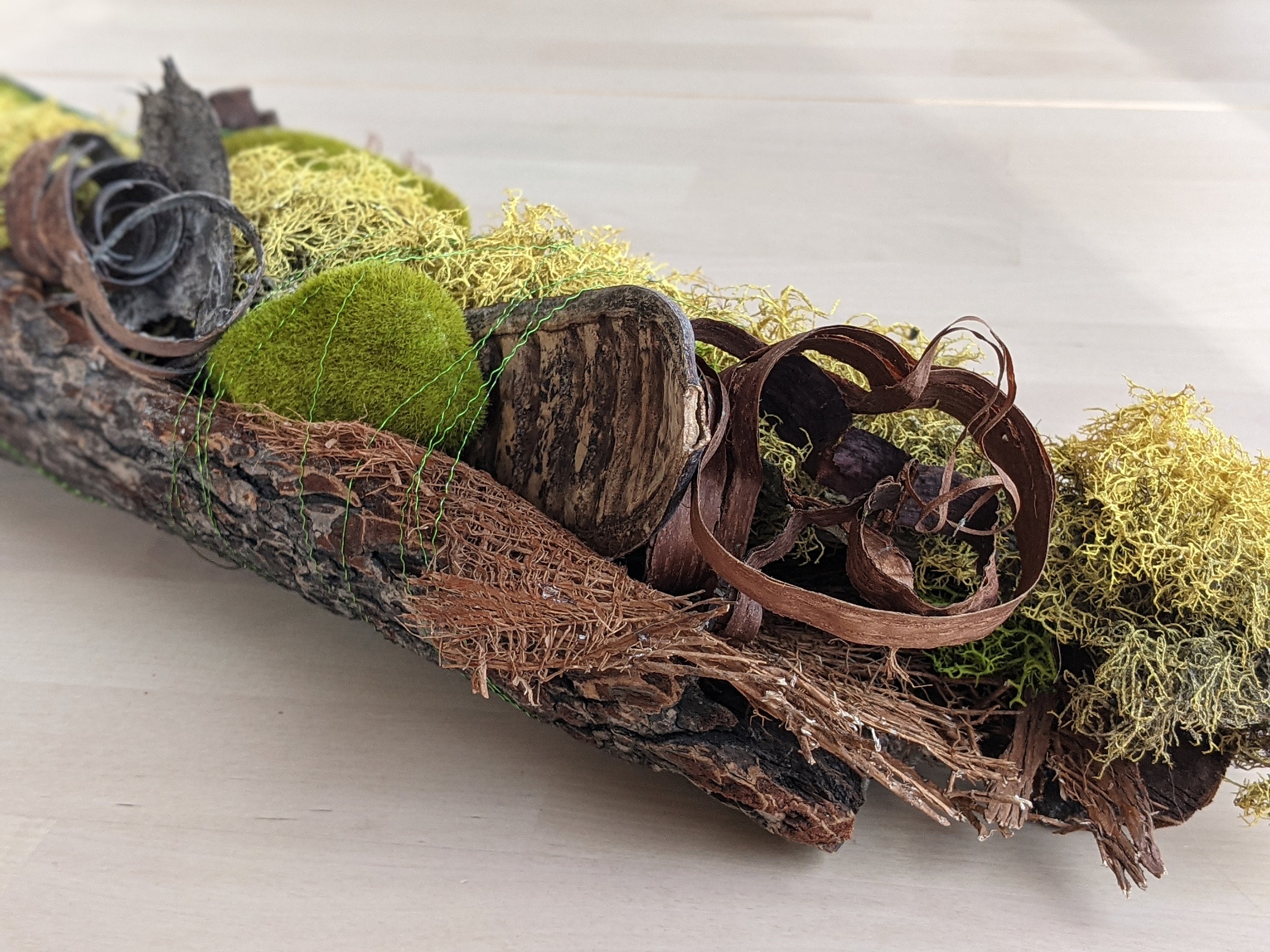 Long Table Centerpiece Fallen Tree Green Moss Home Decoration Mustard ...
