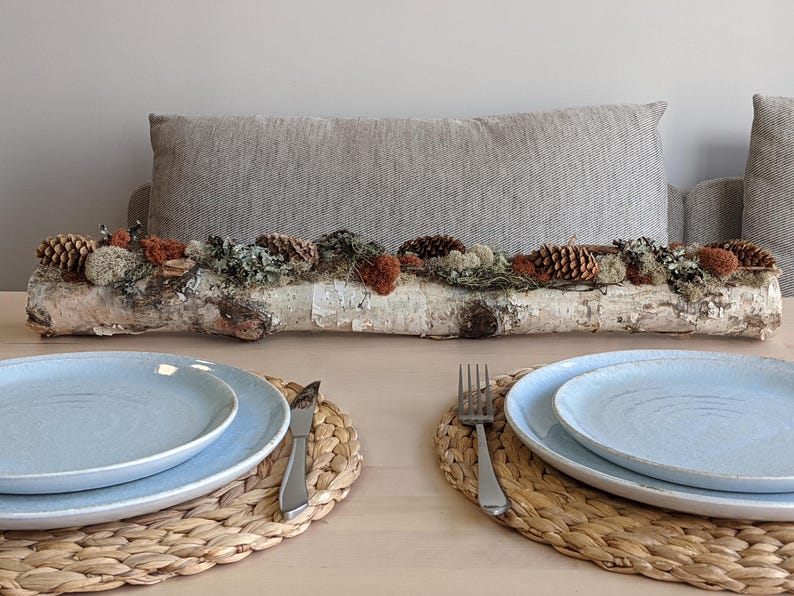 Rustic Birch Log Centerpiece With Lights | Birch Log Table Decor ...