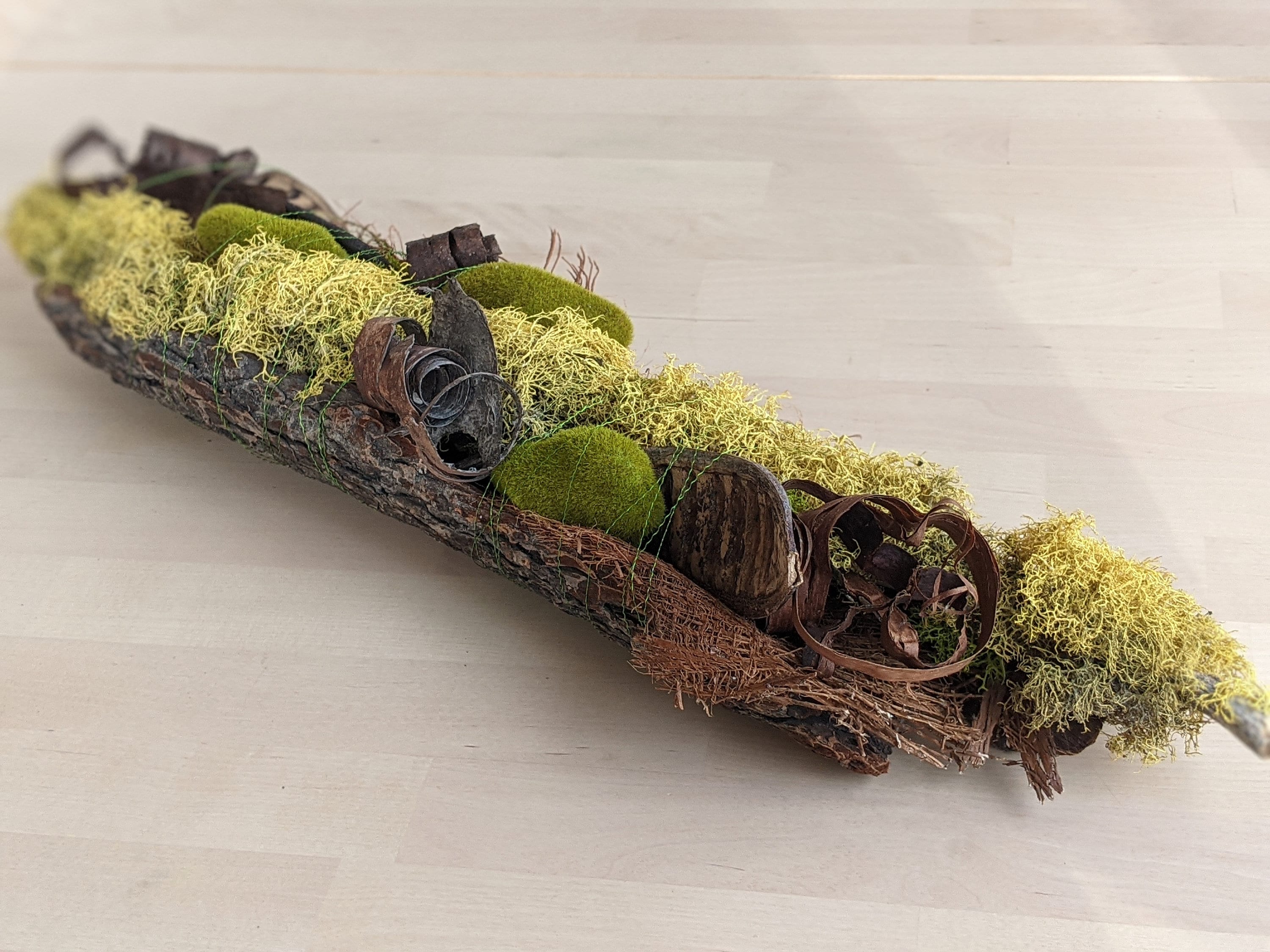 Long Table Centerpiece Fallen Tree Green Moss Home Decoration Mustard ...