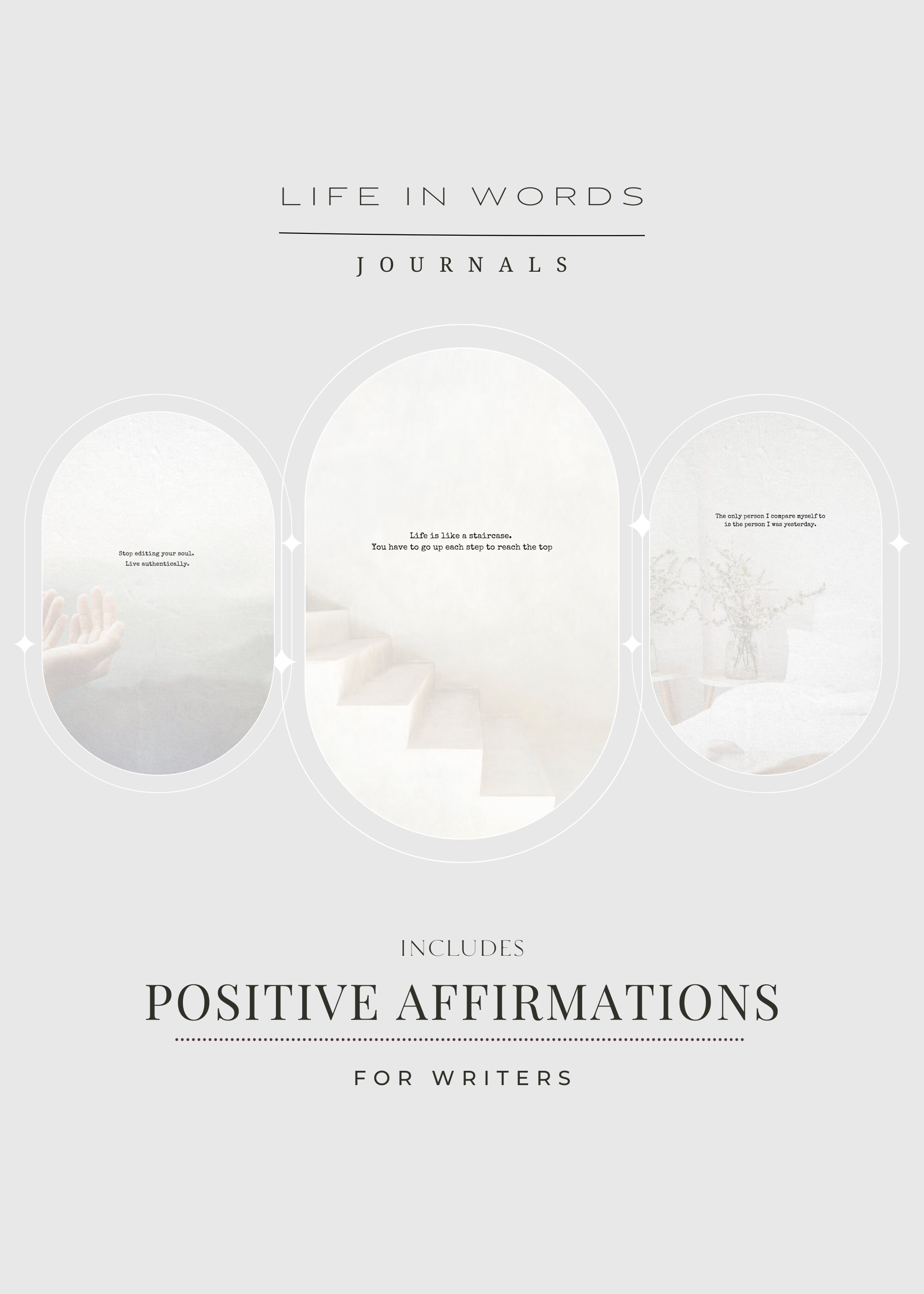 White Aesthetic Minimalist Writing Journal With Affirmations for ...