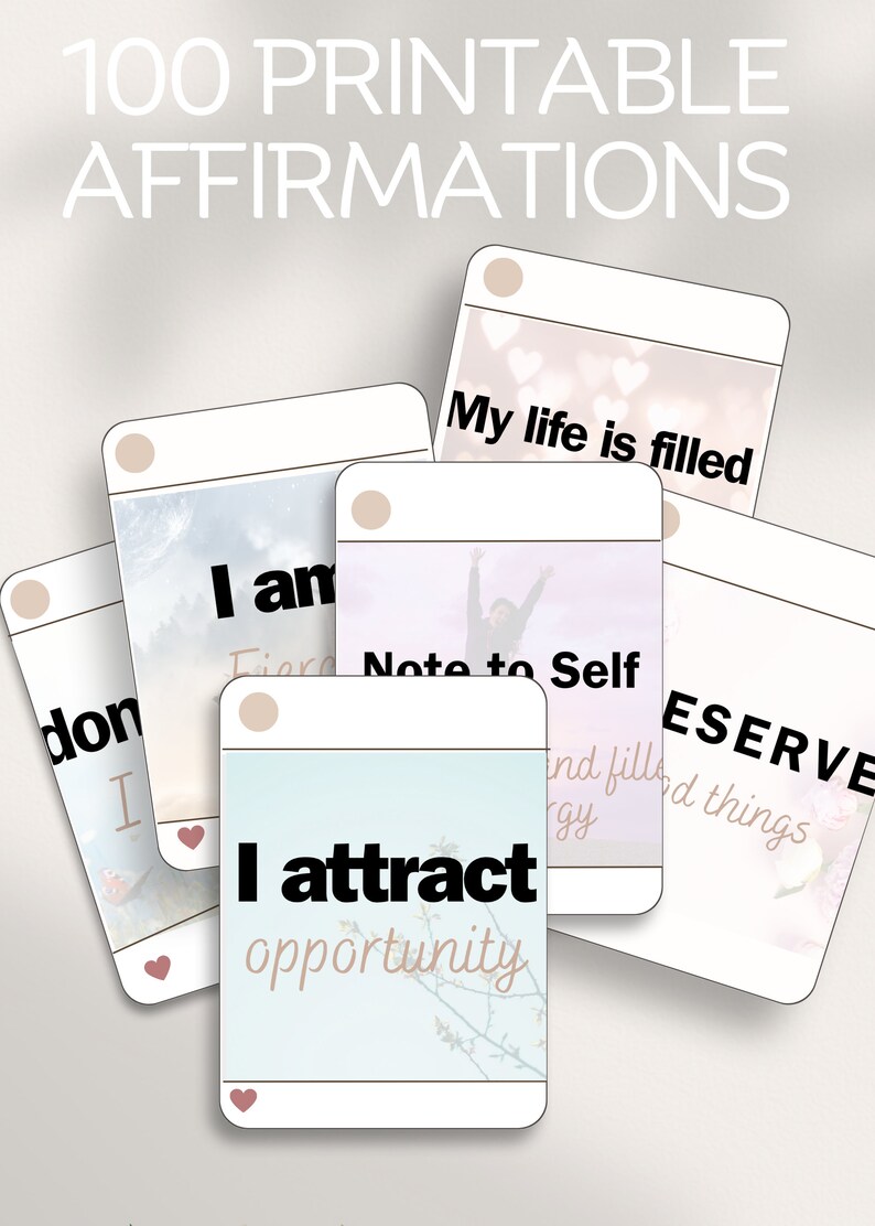 100 Printable Daily Affirmations Cards Digital | Manifesting Cards ...