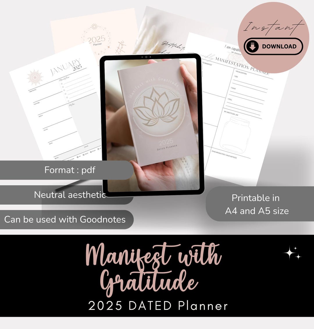 2025 Manifestation and Gratitude Dated Planner & Journal | Vision Board ...