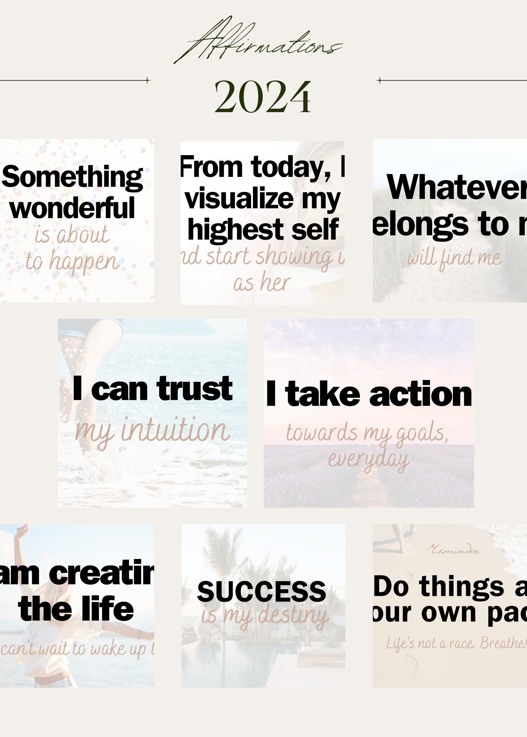 100 Printable Daily Affirmations Cards Digital | Manifesting Cards ...