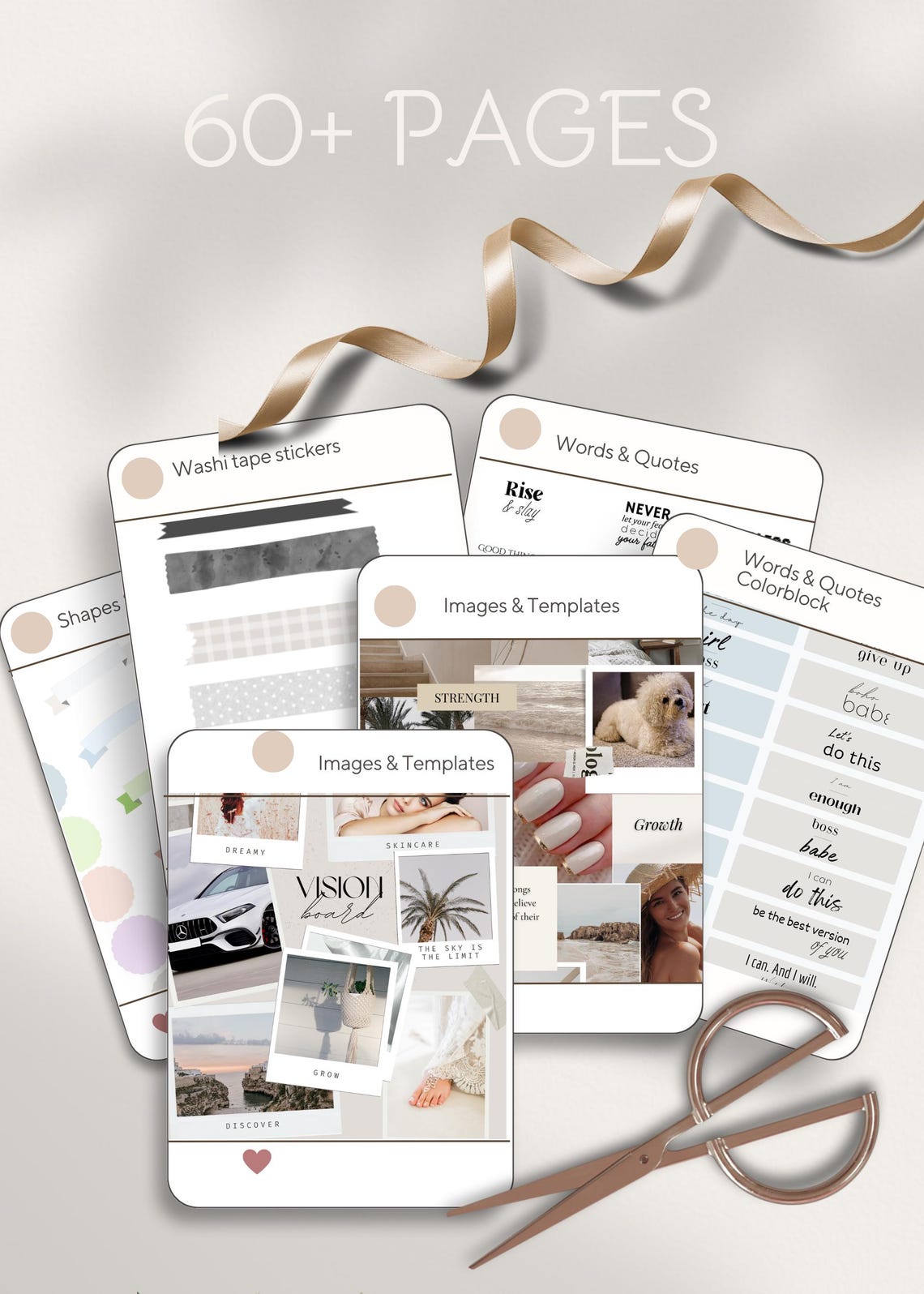 Vision Board Kit With Words | Goal Setting Printables | Junk Journaling ...