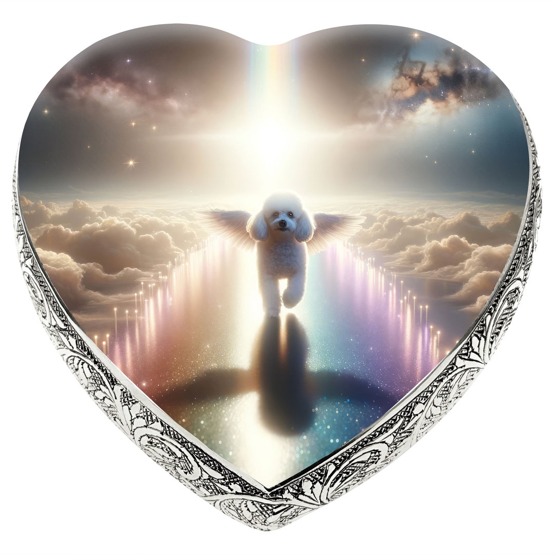 White Mini Poodle Rainbow Arc Cremation Urns for Dog Ashes Urns for ...