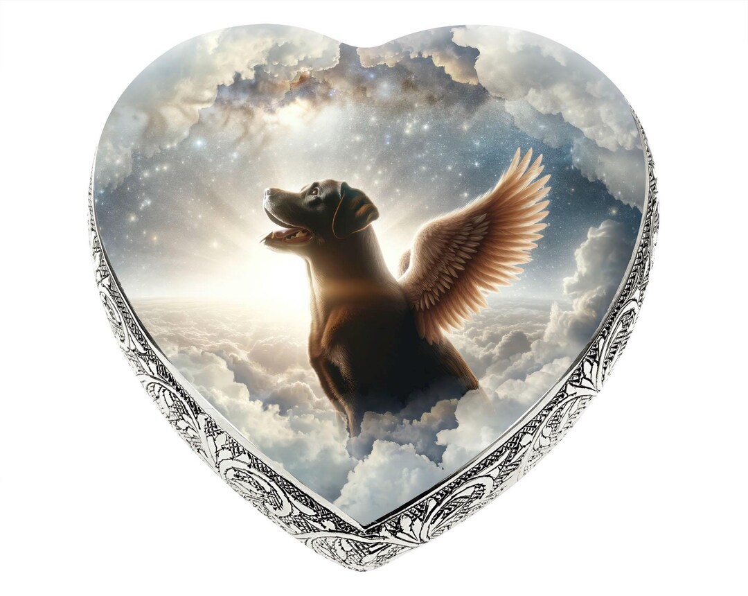 Labrador Retriever Cremation Urn: Twilight Haze Heart Urn for Dog Ashes ...