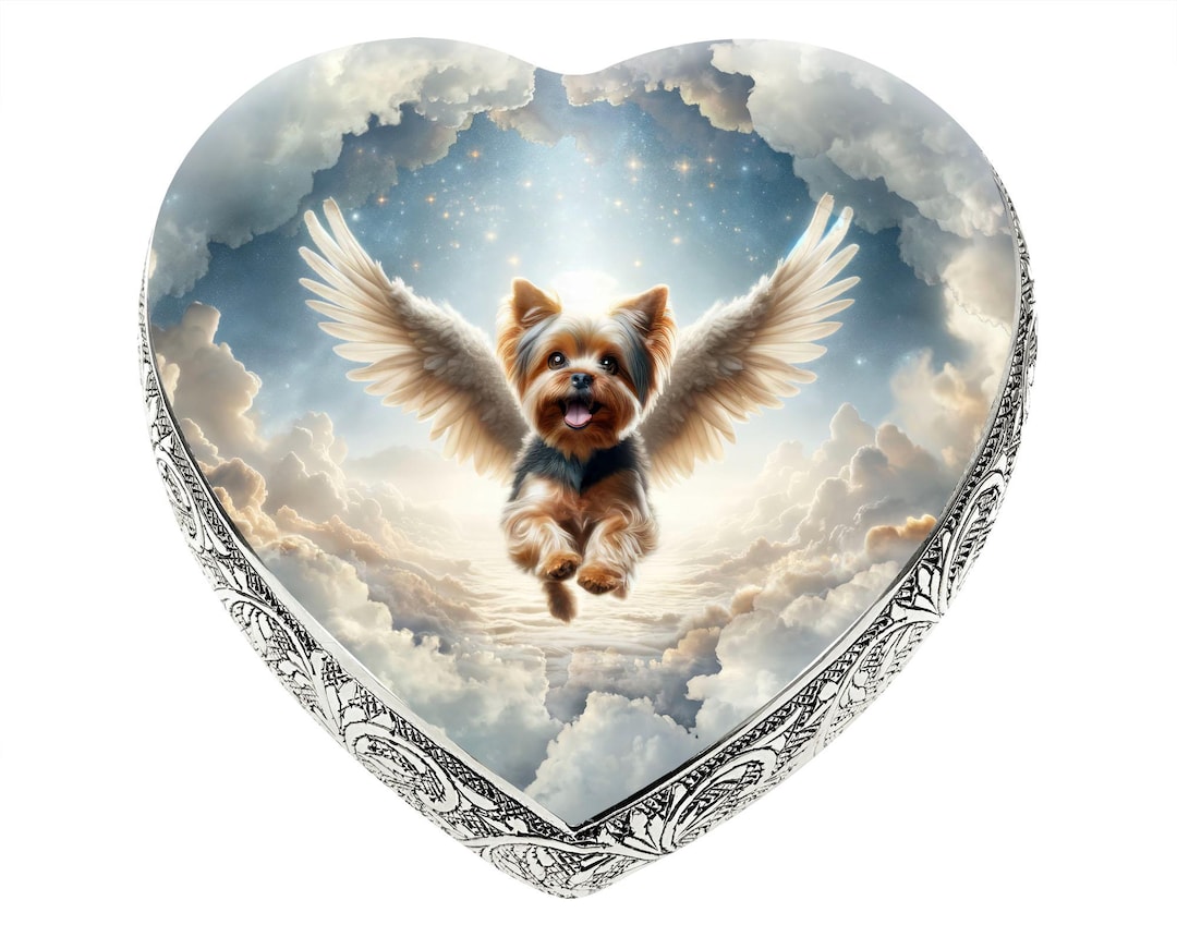 Yorkie Cremation Urn: Little Angels Heart Urn for Dog Ashes - Etsy