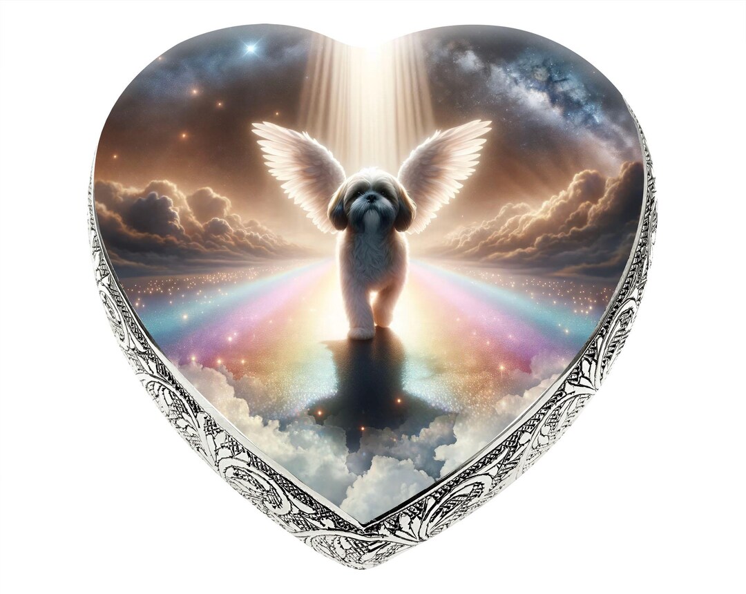 Shih Tzu Cremation Urn: Rainbow Bridge Heart Pet Memorial - Etsy