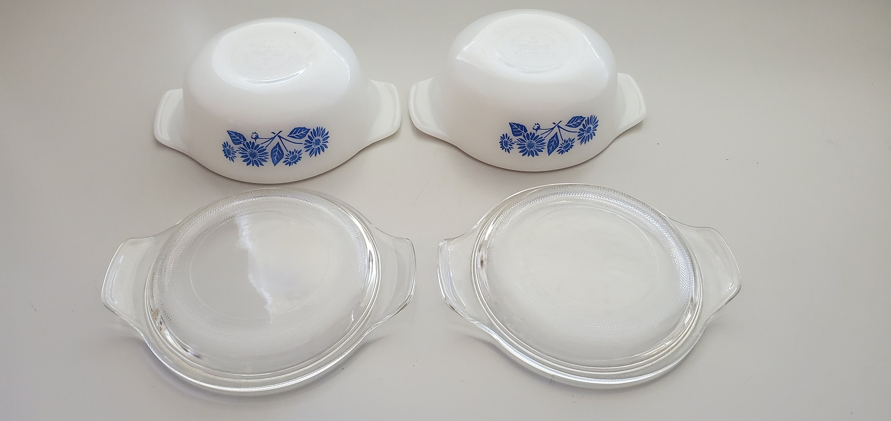 Anchor Hocking Ovenware Fire King Blue Cornflower Mini Casserole Dishes ...