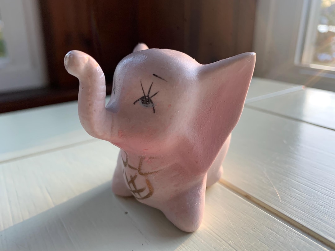 Vintage Pink Elephant Figurine - Etsy