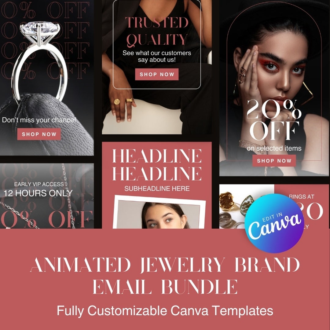 Animated Jewelry Email Marketing Template Bundle Cava Editable Email ...