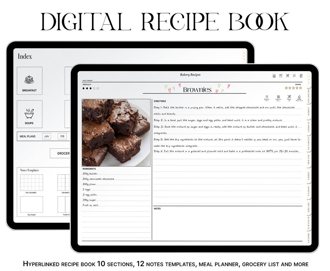 Digital Recipe Book, Template Recipe Book, Recipe Book, Recipe Template ...