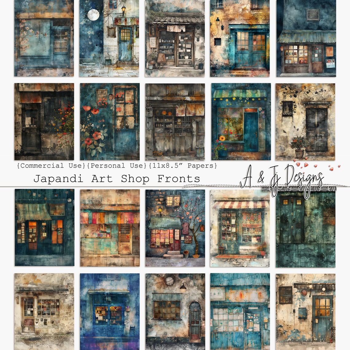 Japandi Art Shop Fronts, CU, PU, Printable, Papers, JPG, Junk Journals ...