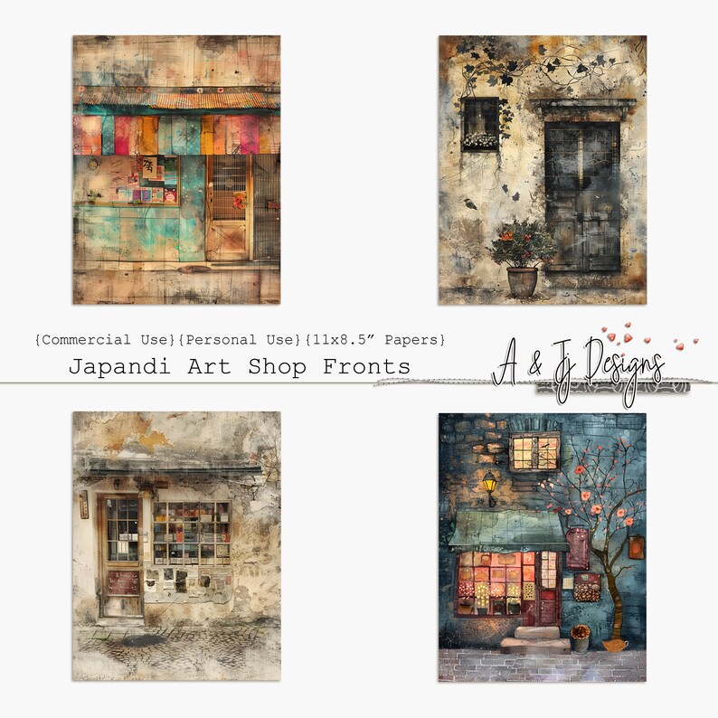 Japandi Art Shop Fronts, CU, PU, Printable, Papers, JPG, Junk Journals ...