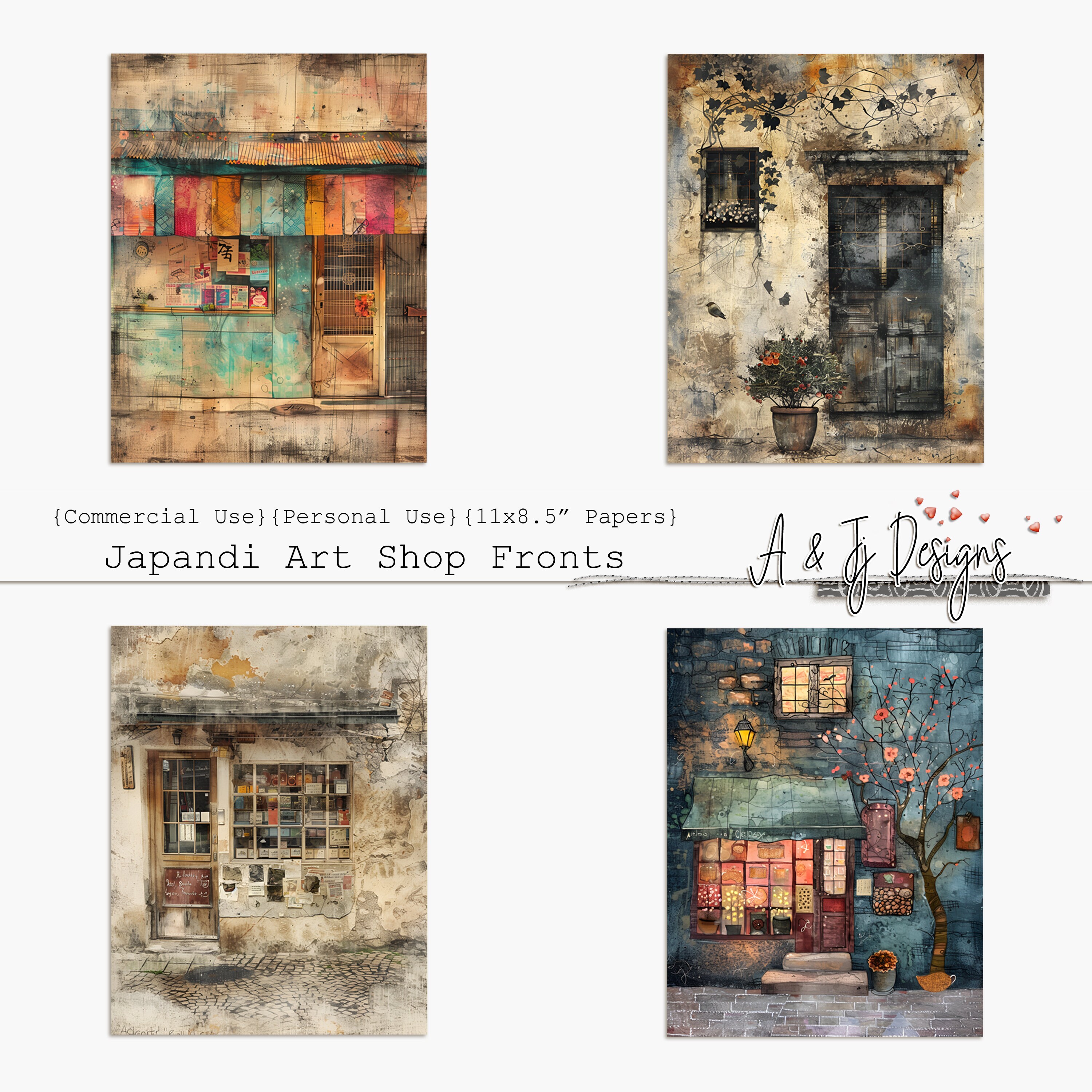 Japandi Art Shop Fronts, CU, PU, Printable, Papers, JPG, Junk Journals ...
