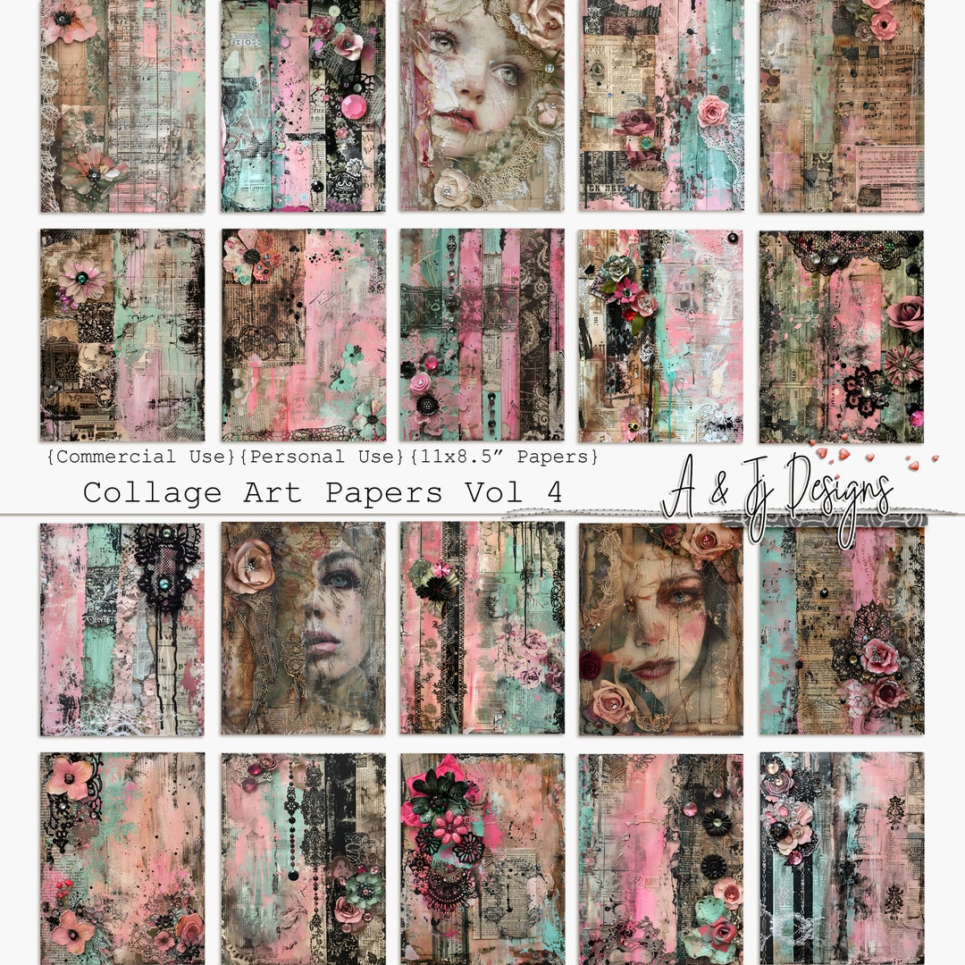 Collage Art Papers Vol 4, CU, PU, Printable, Junk Journal, Scrapbooking ...