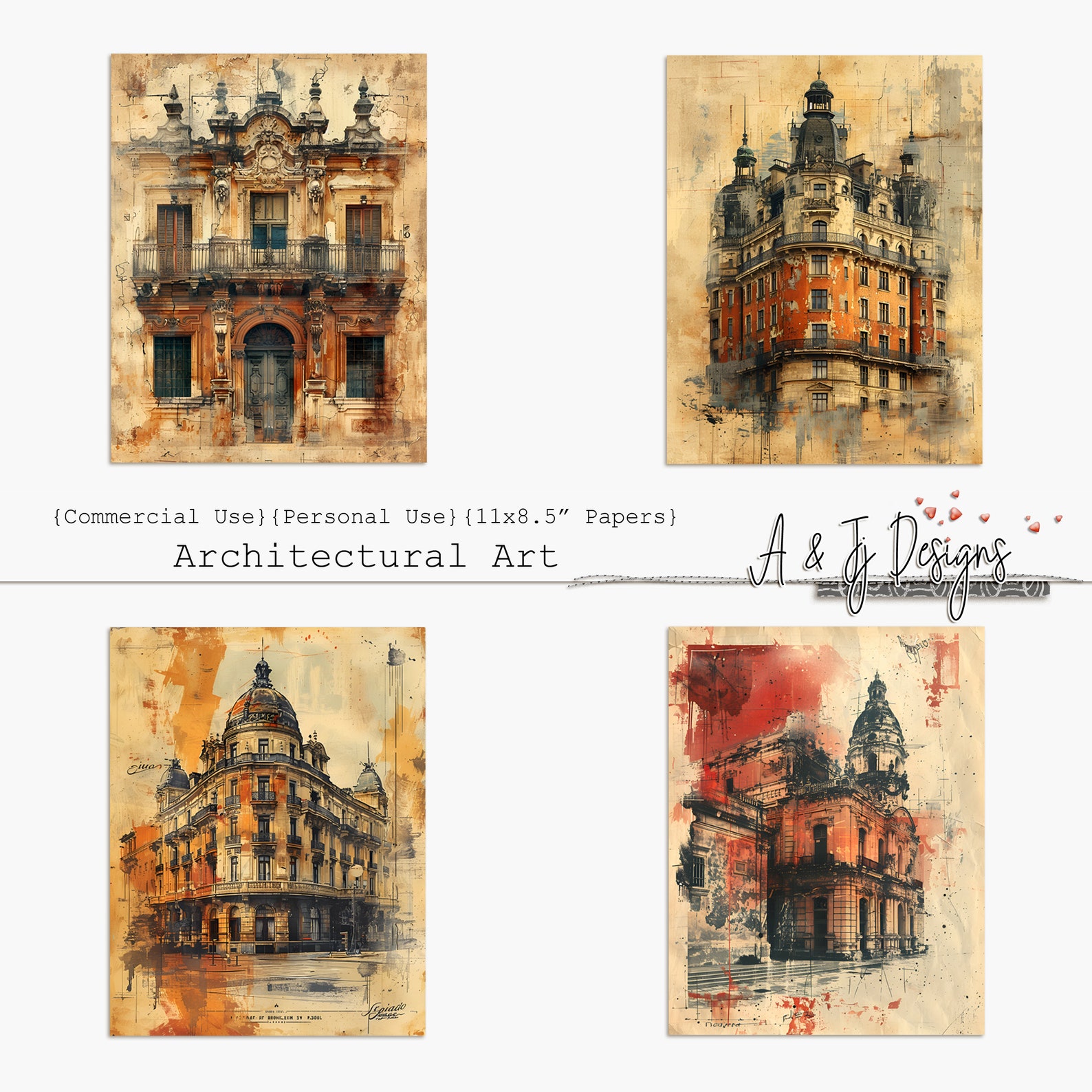 Architectural Art, CU, PU, Printable, Papers, Ephemera, JPG, Junk ...