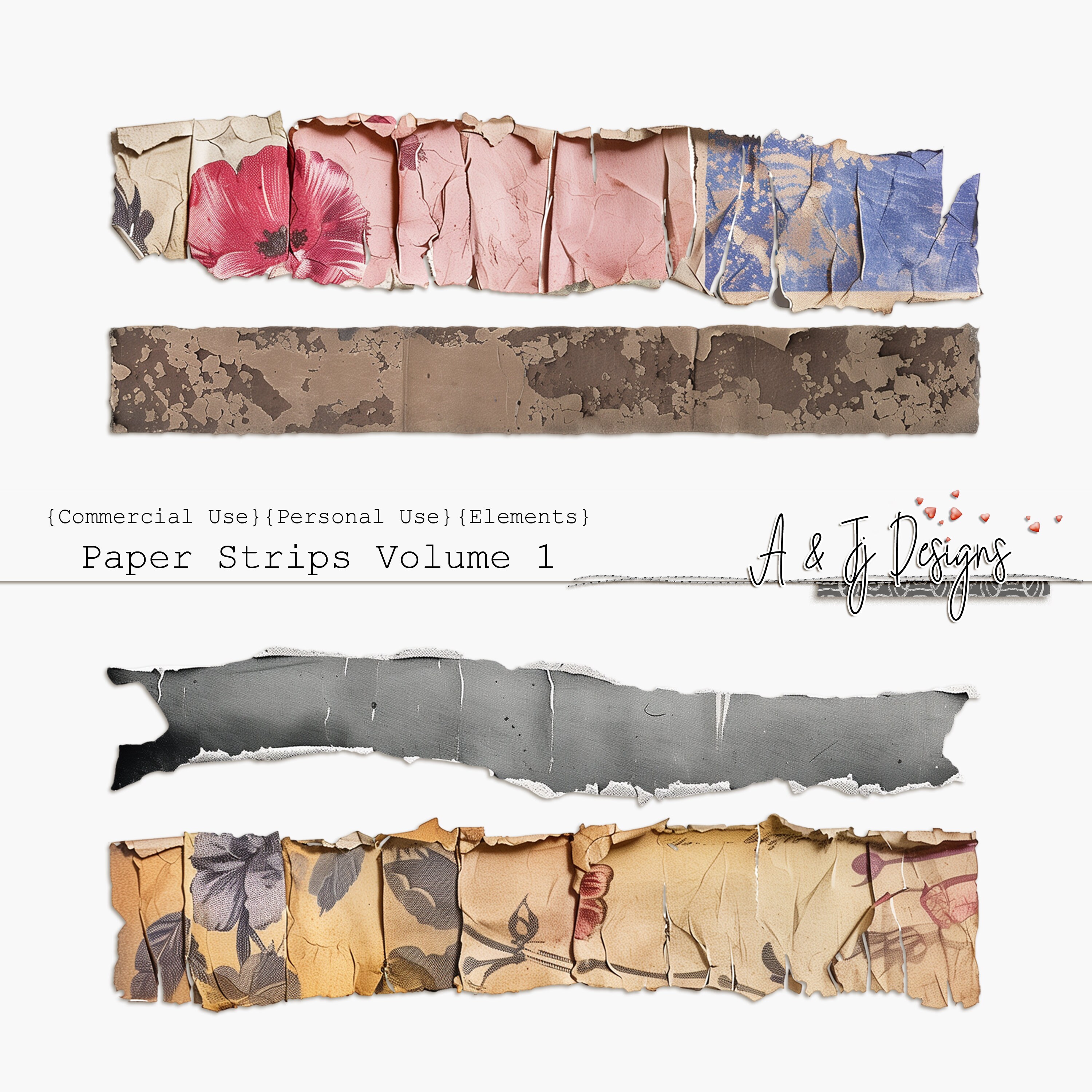 Paper Strips Vol 1, CU, PU, Printable, Clipart Image Files, Elements ...