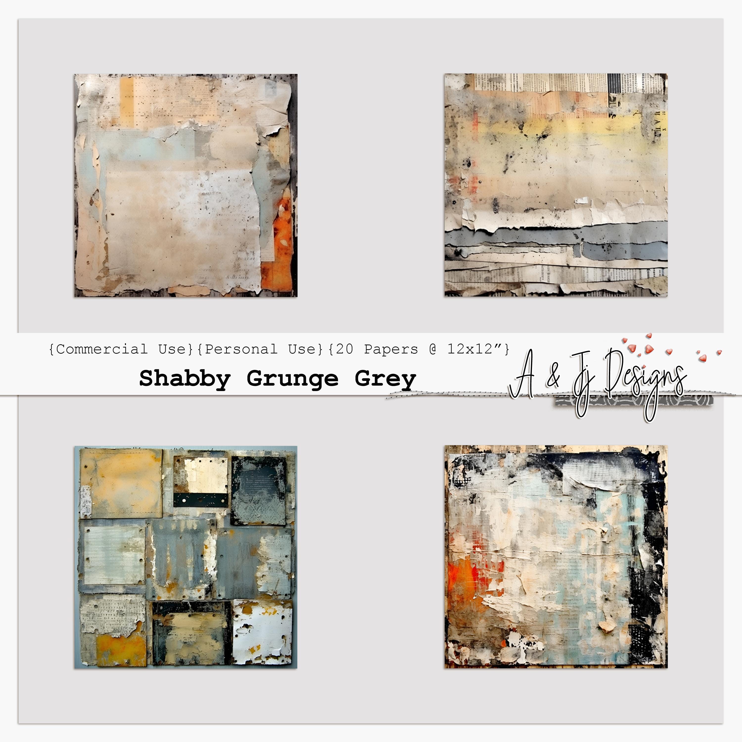 Shabby Grunge Grey, Digital Papers, Vintage Junk Journal Backgrounds ...