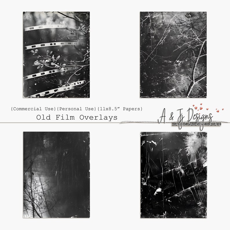 Old Film Overlays, CU, PU, Printable, Junk Journal, Scrapbooking ...