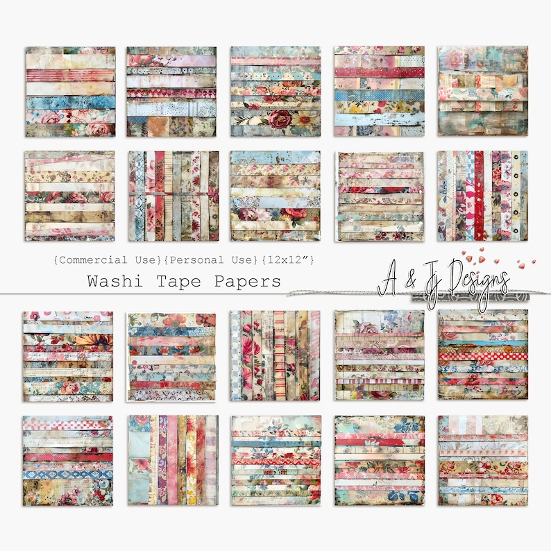 Washi Tape Papers | Floral Scrapbook Paper | for Junk Journals and ...