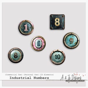Industrial Numbers, 2 Sets of Numbers 0-10, Clipart, Vintage Rusty ...
