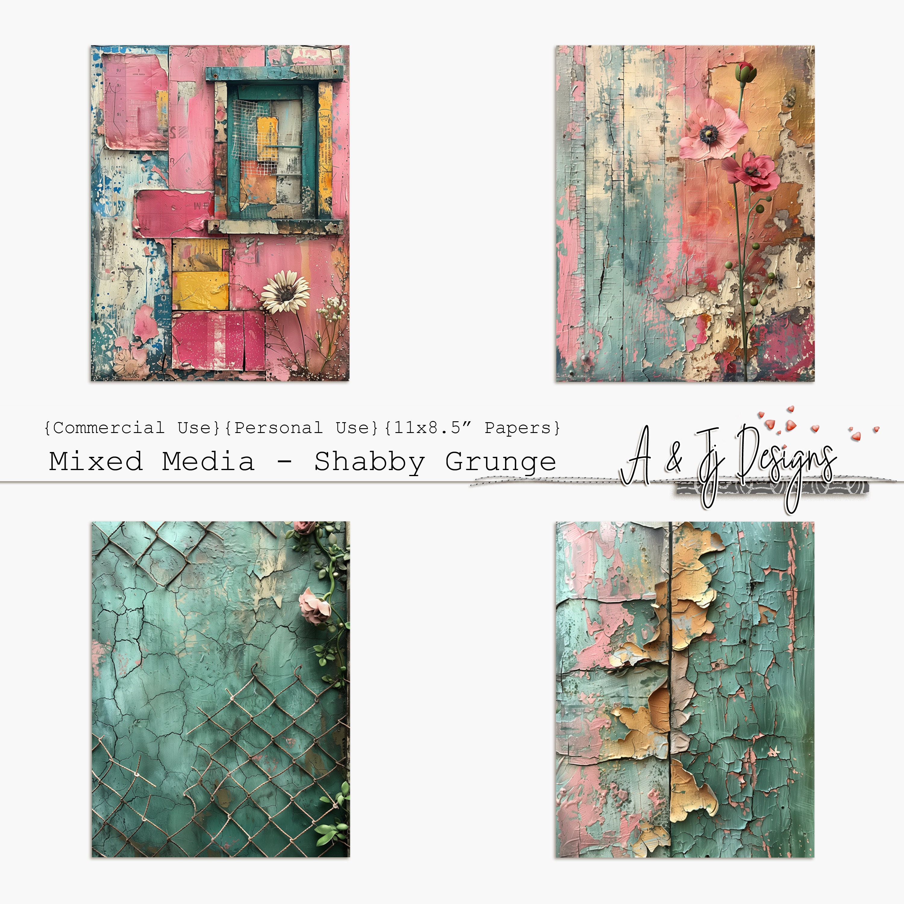 Mixed Media - Shabby Grunge, CU, Papers, Printable, JPG, Junk Journals ...
