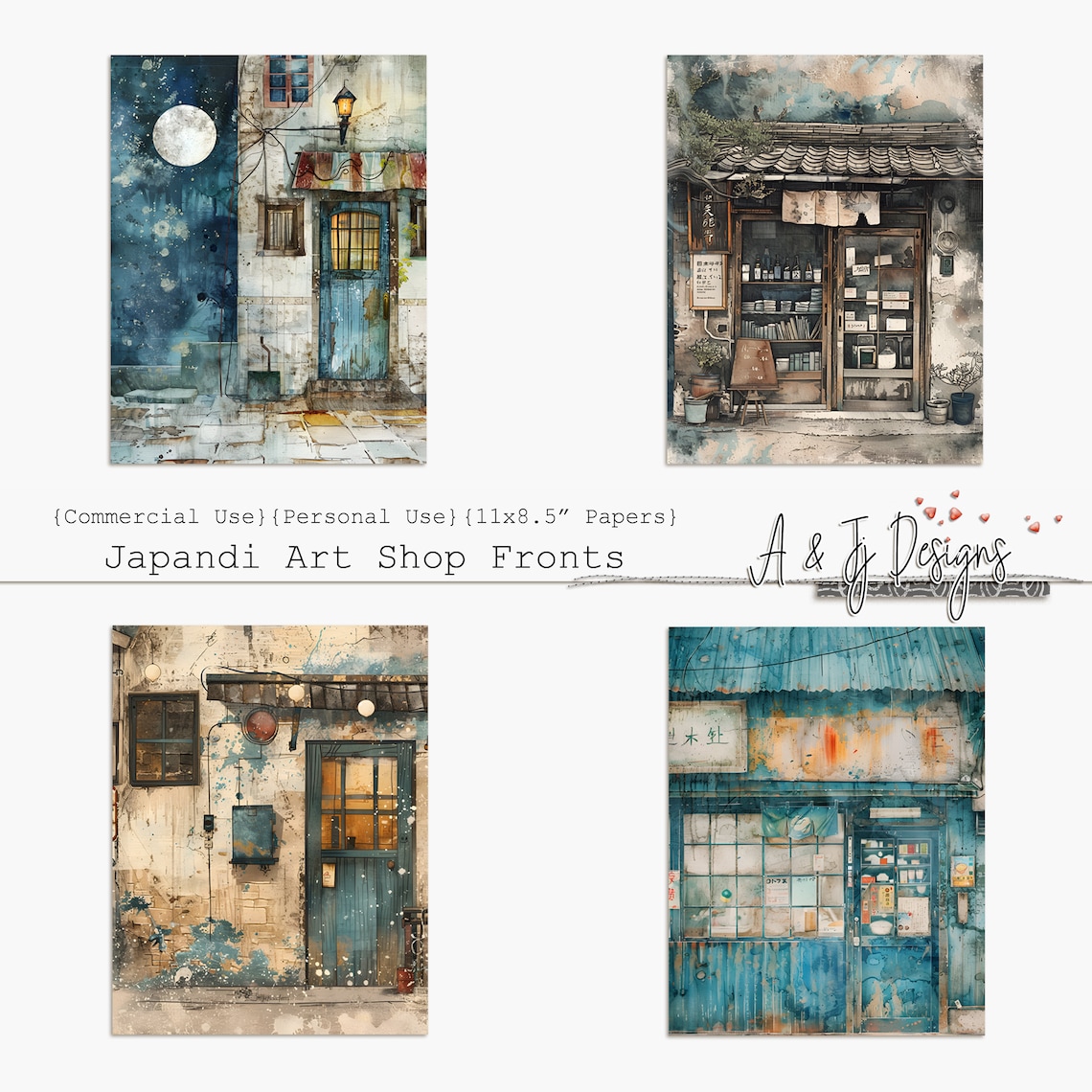 Japandi Art Shop Fronts, CU, PU, Printable, Papers, JPG, Junk Journals ...