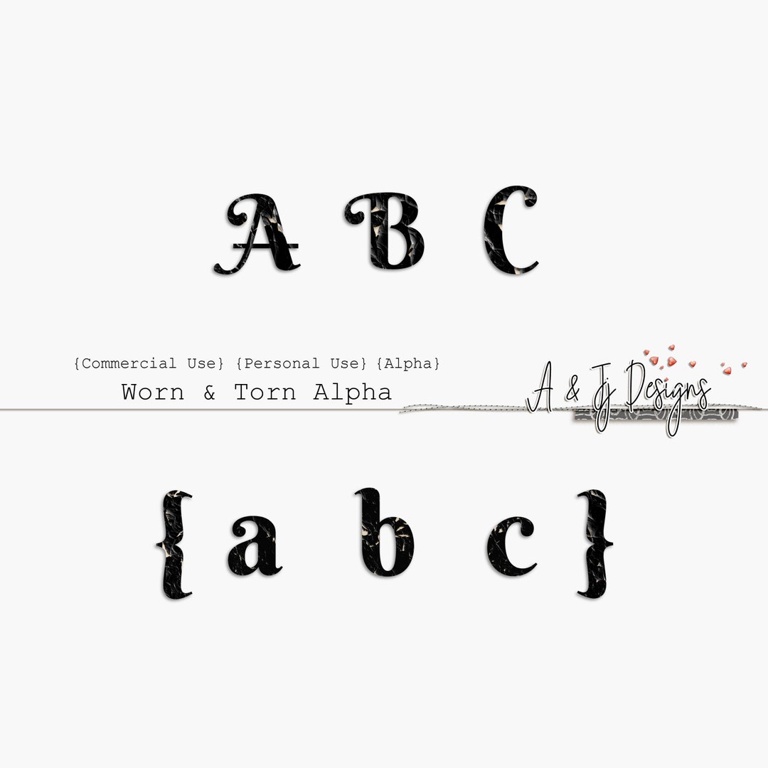 Worn & Torn Alpha, CU, PU, Printable, PNG, Junk Journals, Mixed Media ...