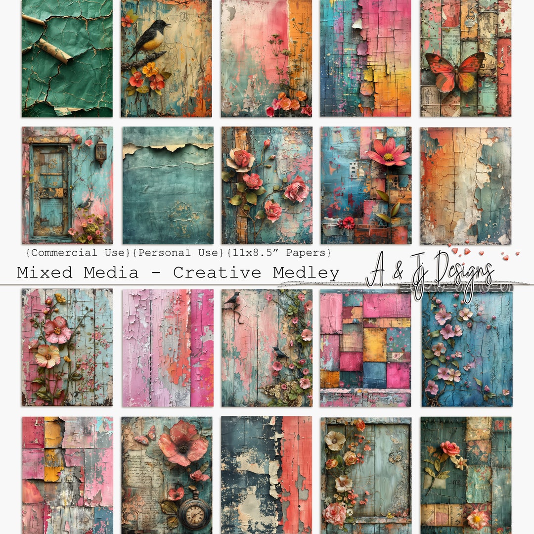 Mixed Media - Creative Medley, CU, Papers, Printable, JPG, Junk ...