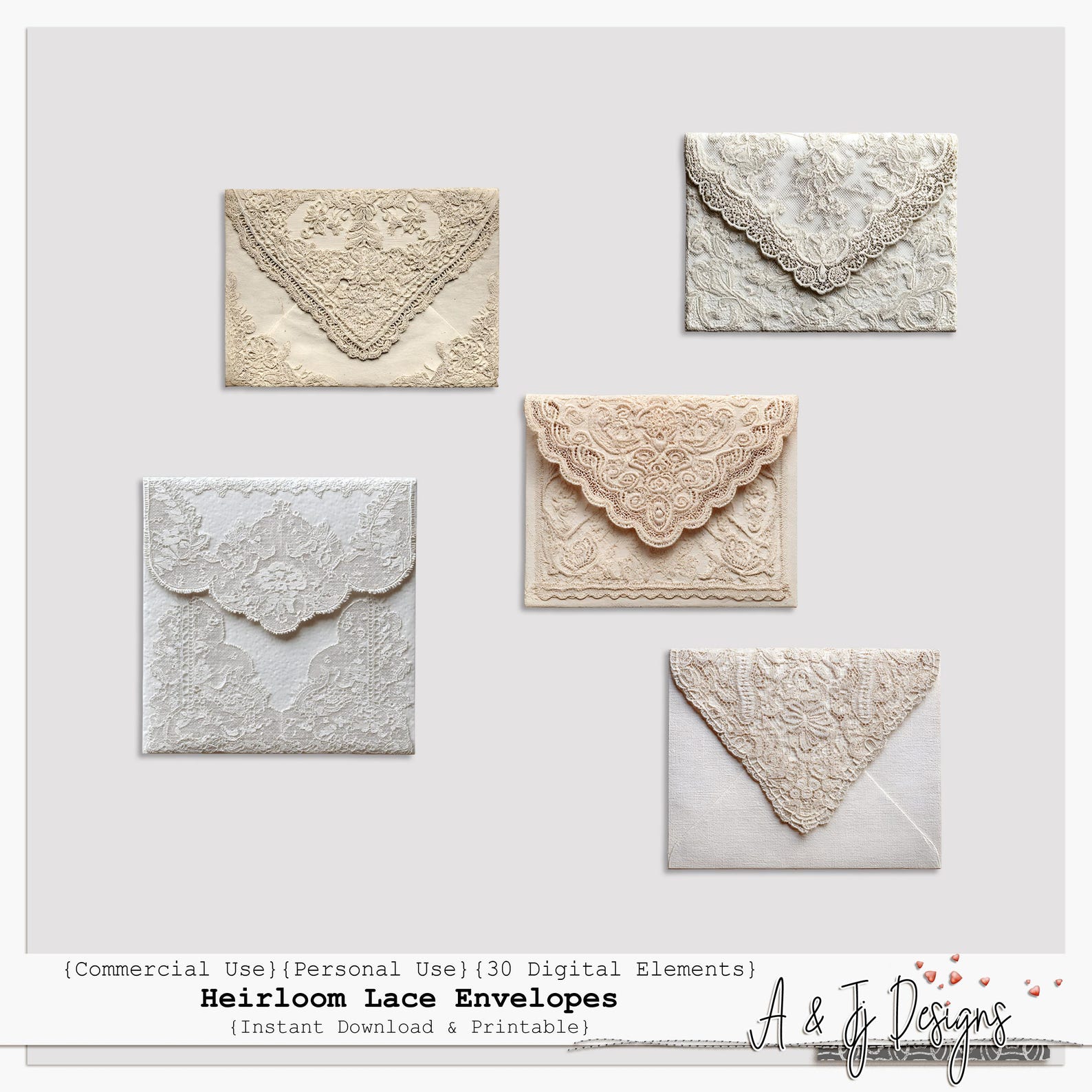 Heirloom Lace Envelopes | Vintage Digital Elements | Shabby Antique ...