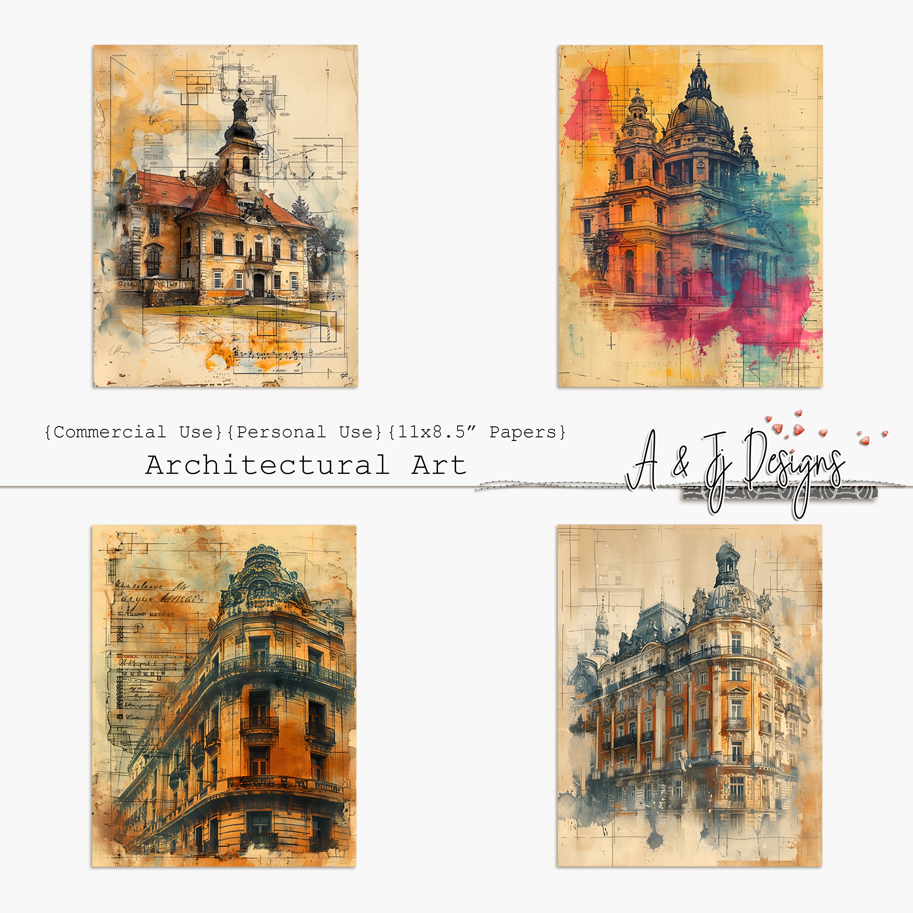 Architectural Art, CU, PU, Printable, Papers, Ephemera, JPG, Junk ...