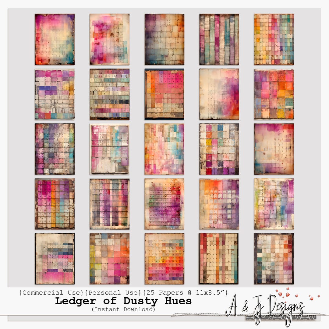 Ledger of Dusty Hues| Vintage Paint Swatch Digital Papers | Shabby ...