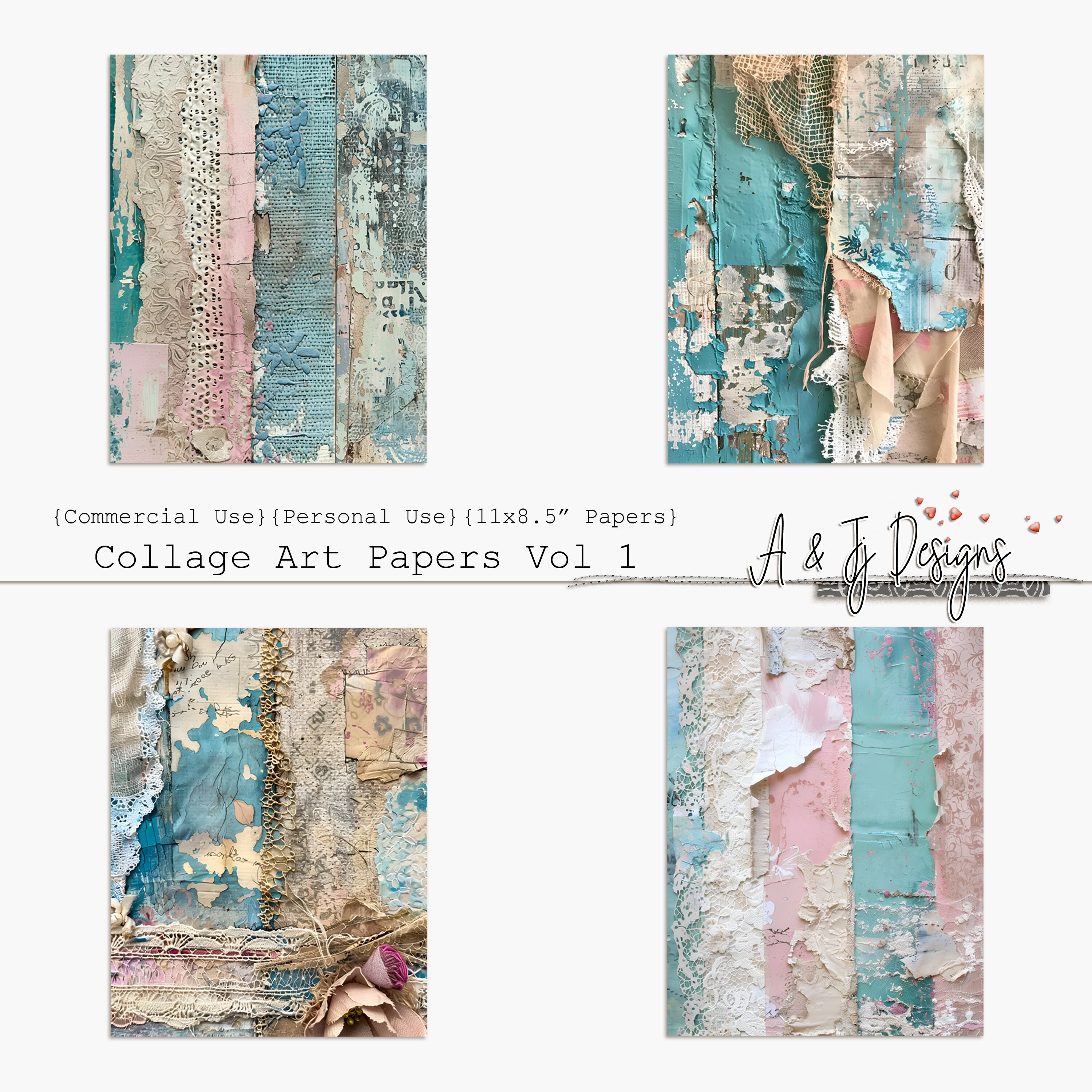 Collage Art Papers Vol 1, CU, PU, Printable, Junk Journal, Scrapbooking ...