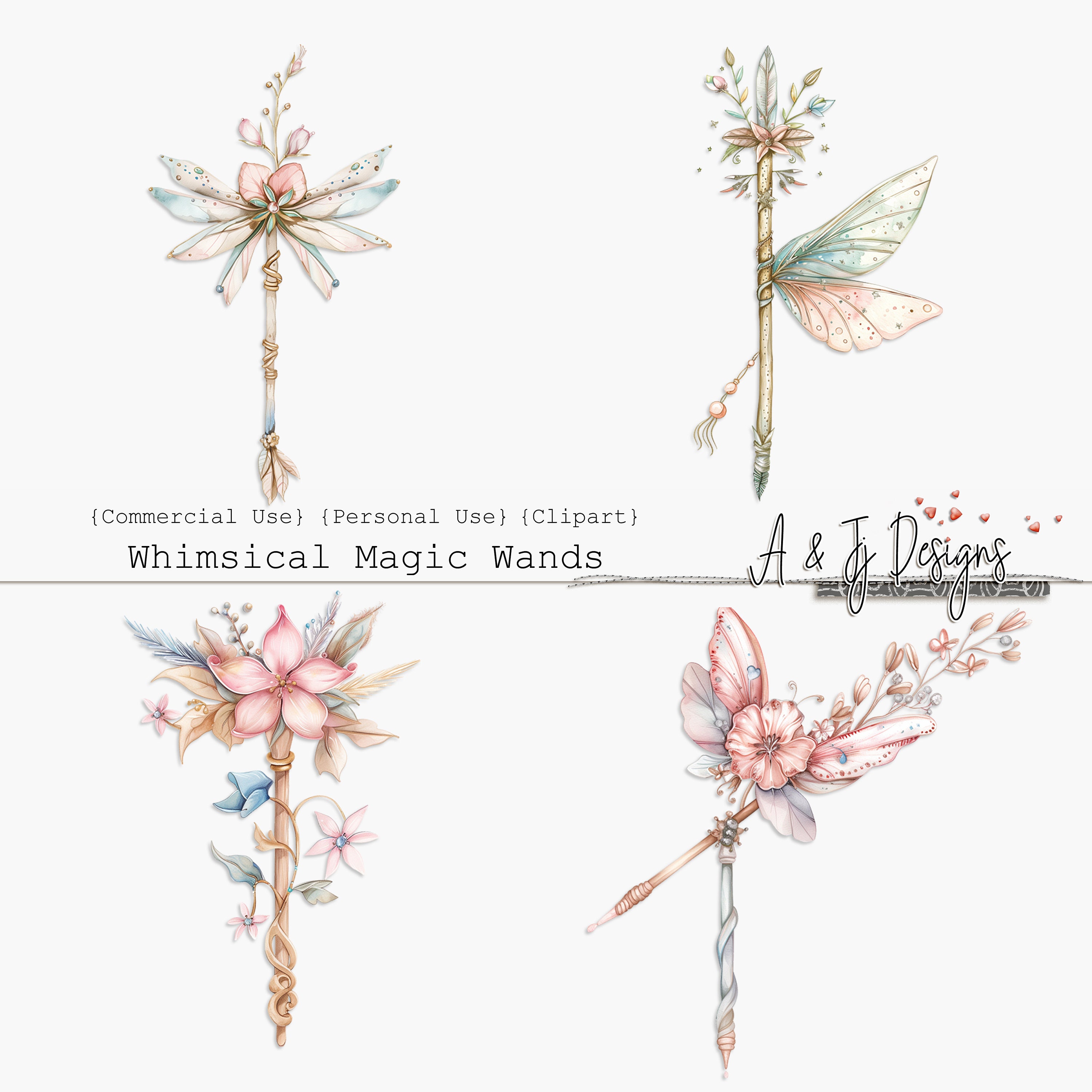 Whimsical Magic Wands, CU, Clipart, Fantasy, Printable, PNG Format ...