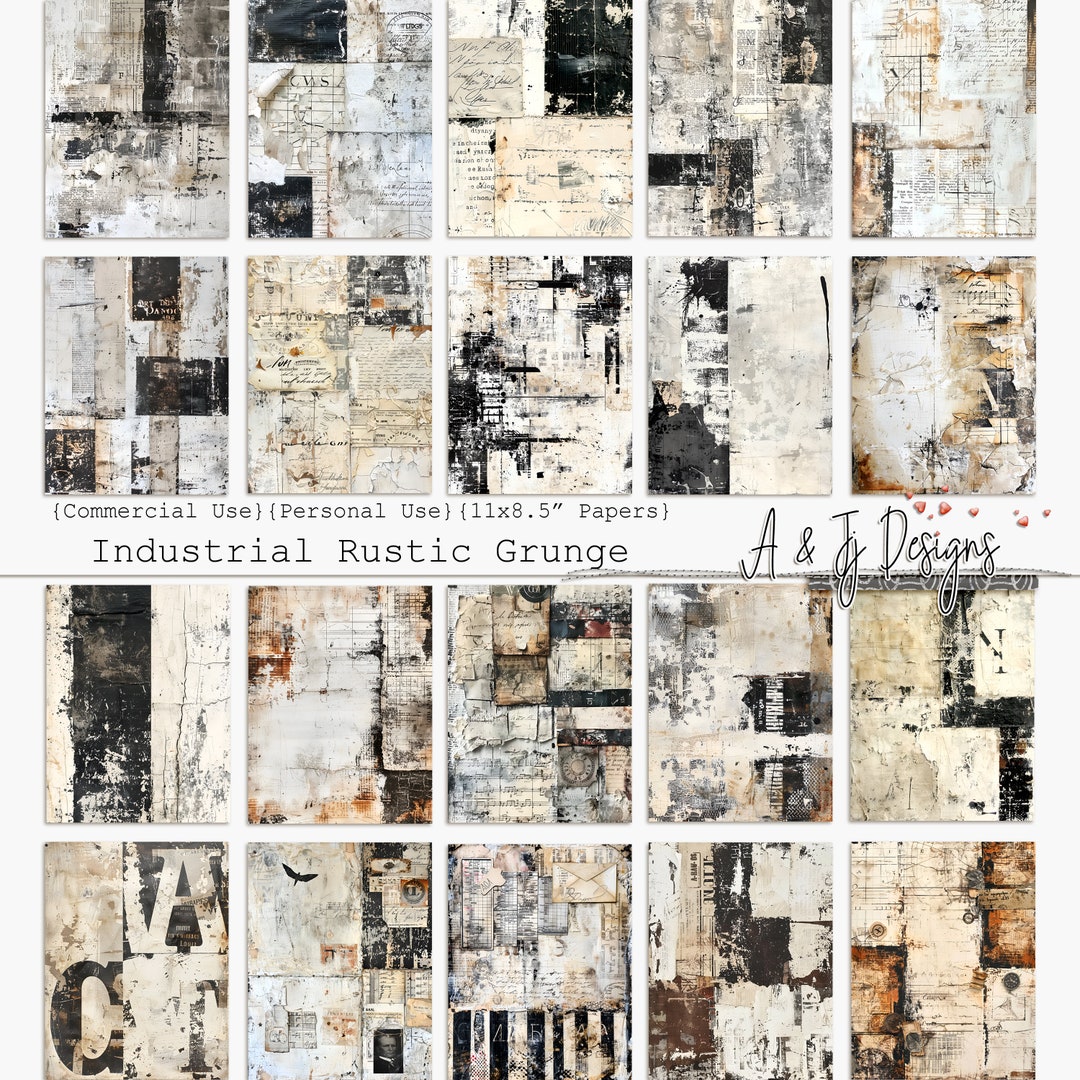 Industrial Rustic Grunge | Printable Papers | for Junk Journals and ...