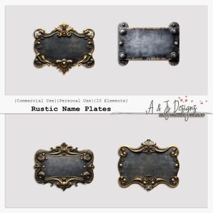 Rustic Name Plates, Clipart Images, Vintage Digital Elements for Junk ...