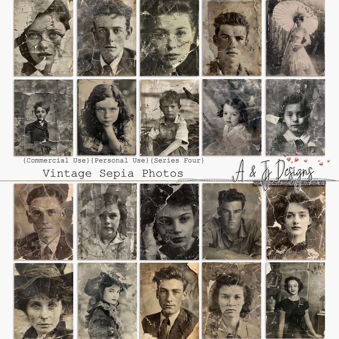 Vintage Sepia Photos Series Four, CU, Printable, Ephemera, JPG Format ...